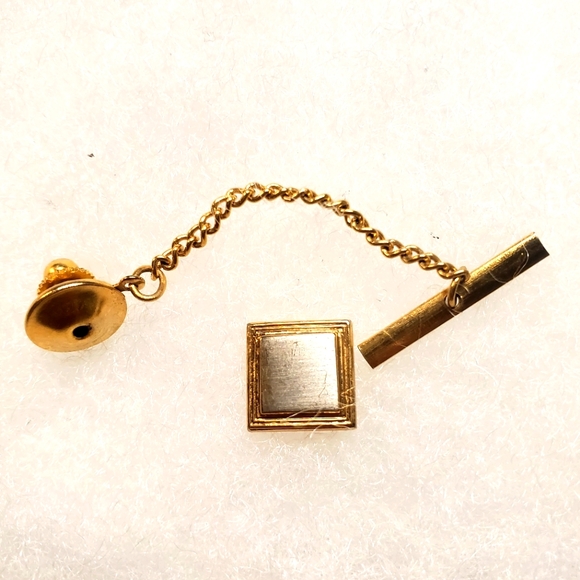 unbranded | Accessories | Vintage Gold Silver Square Tie Tack With ...